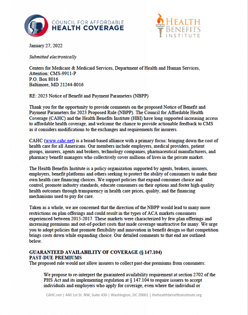 2023 Notice of Benefit and Payment Parameters (NBPP)
